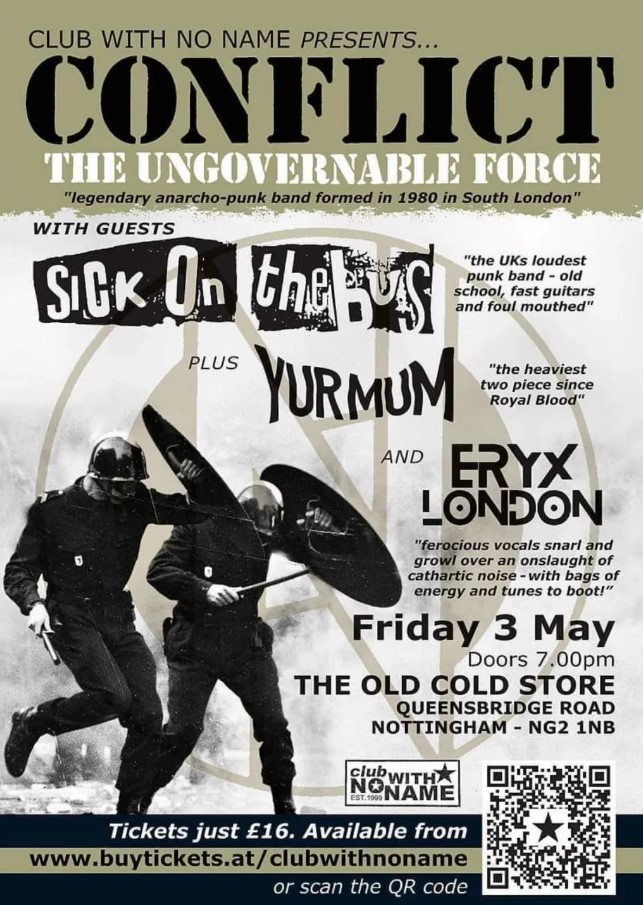 Conflict – live UK shows April, May 2024 – The Hippies Now Wear Black